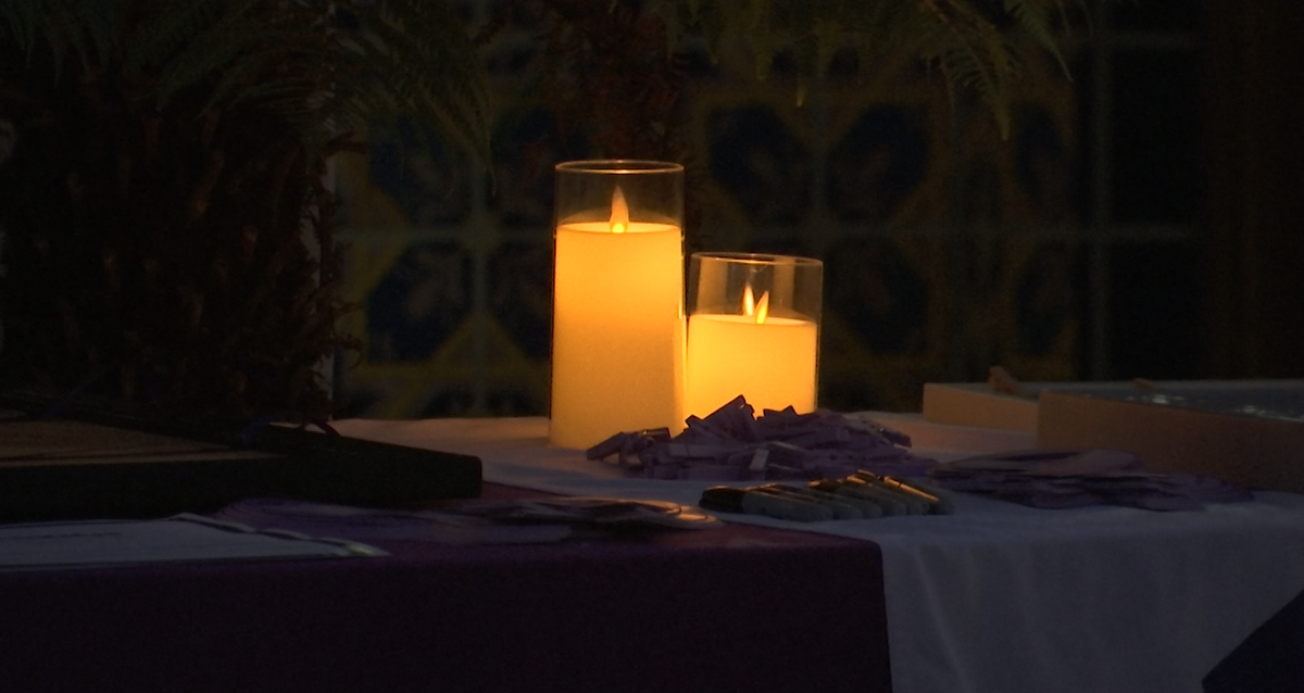 Candlelight Vigil Held For Domestic Violence Action Month In Santa